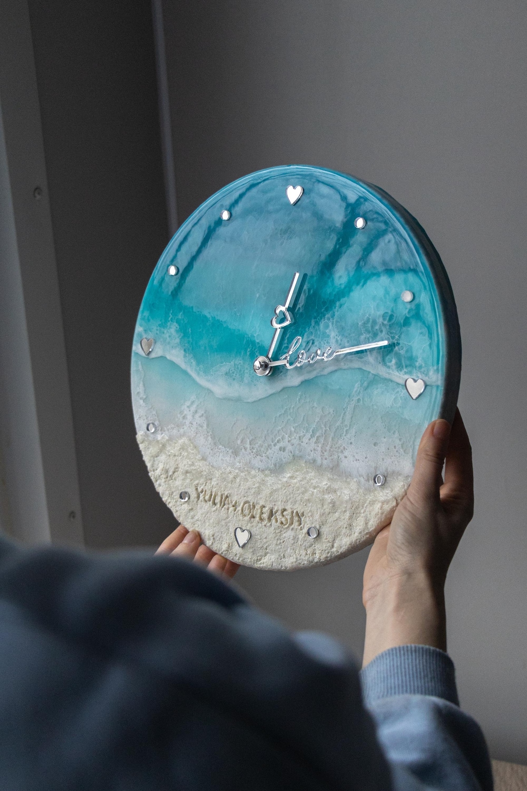 Personalized Ocean Resin Clock: Beach Decor With Names - Etsy