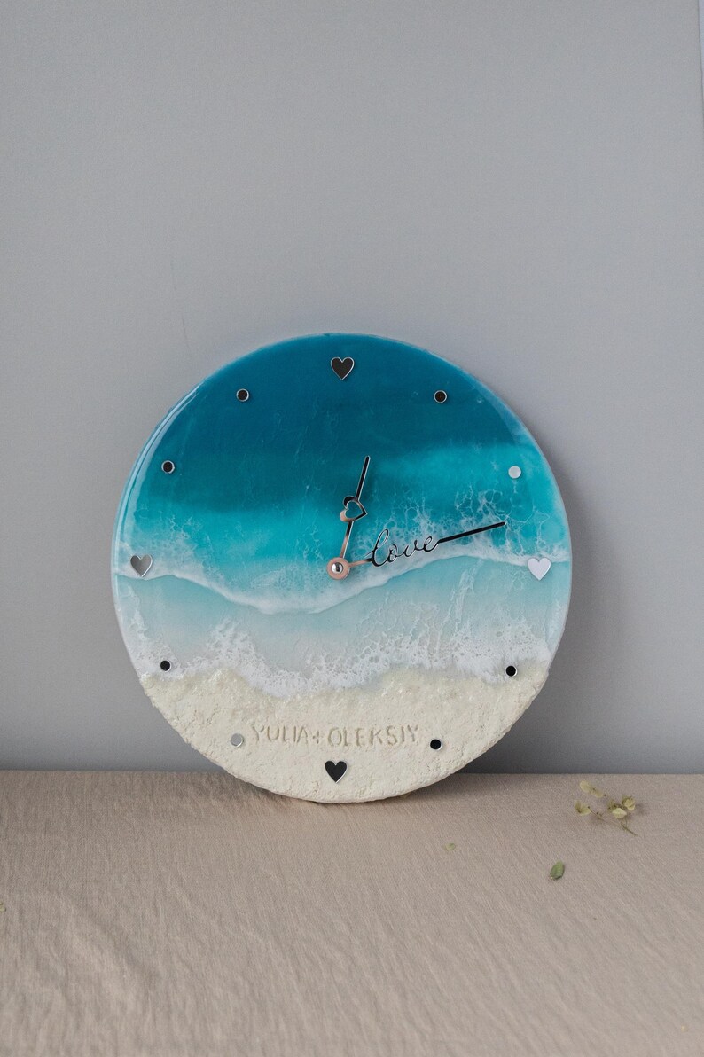 Personalized Ocean Resin Clock: Beach Decor With Names - Etsy
