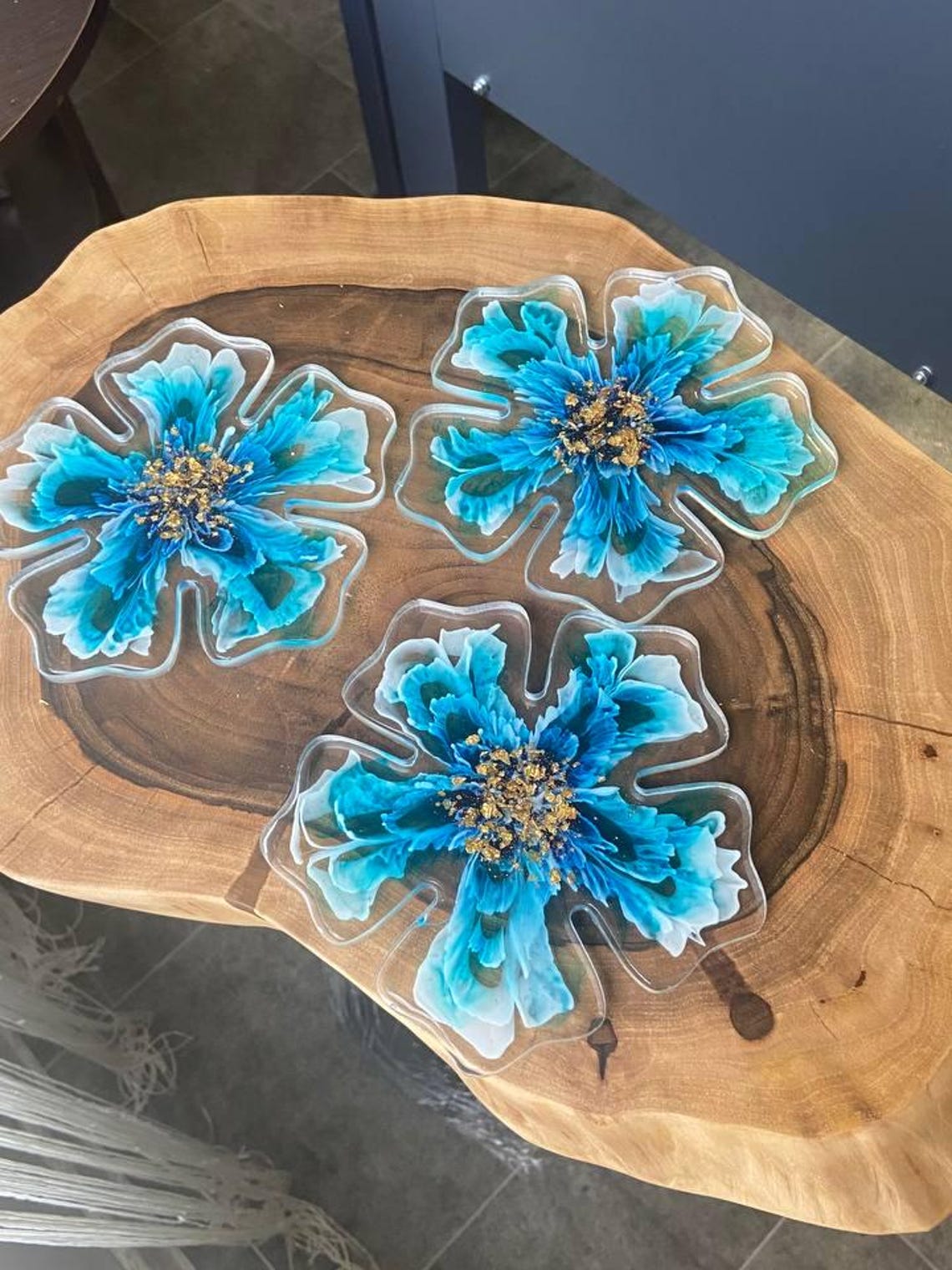 Handmade Resin Flower Coasters – 3D Epoxy Floral Coaster Set, Custom ...