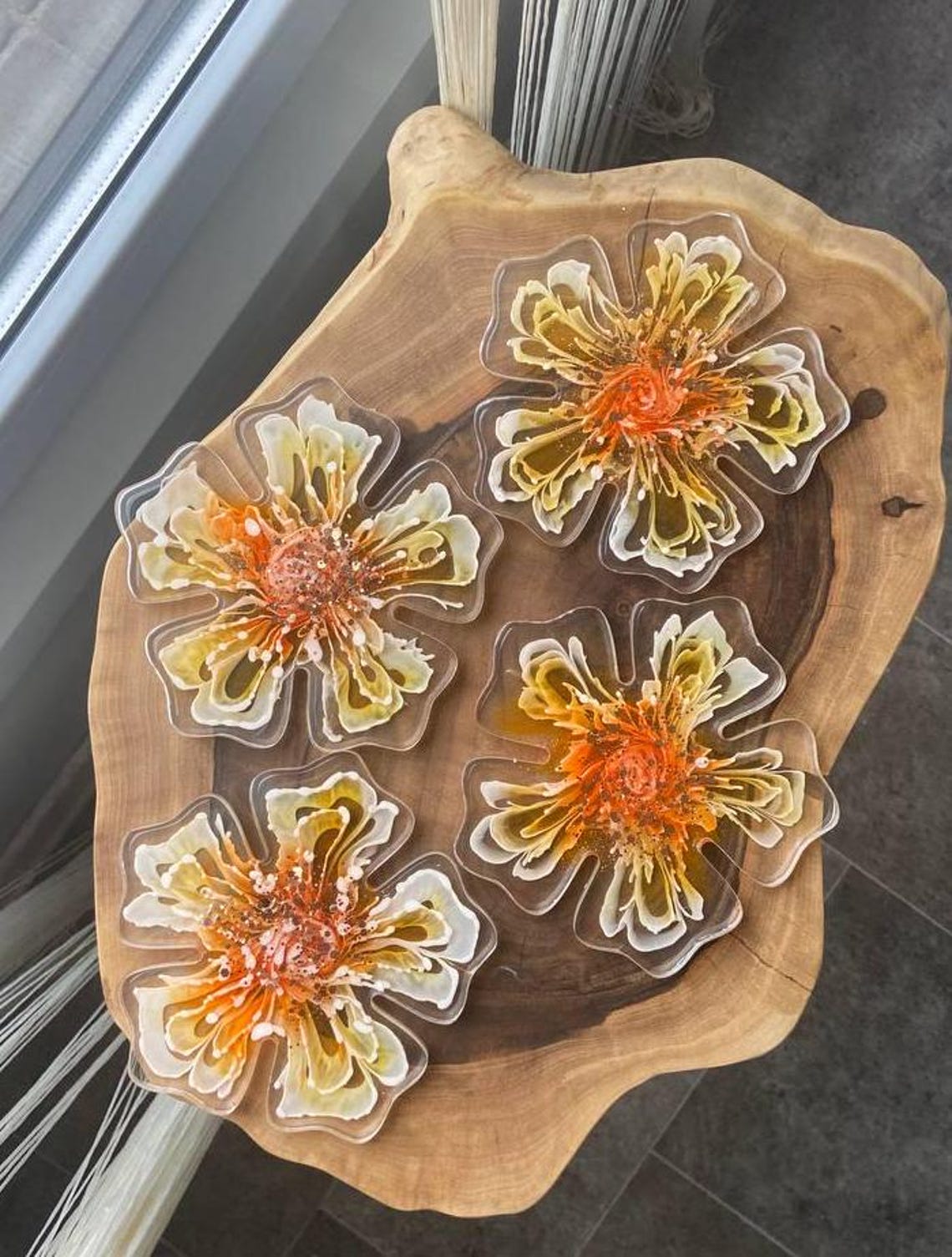 Handmade Resin Flower Coasters – 3D Epoxy Floral Coaster Set, Custom ...