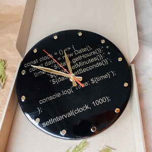 Programmer Gift - Black Resin Wall Clock With Javascript Code, Geeky Decor for Office or Home ...