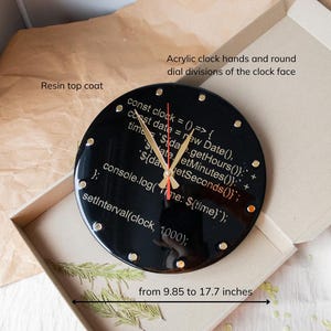 Programmer Gift - Black Resin Wall Clock With Javascript Code, Geeky Decor for Office or Home ...