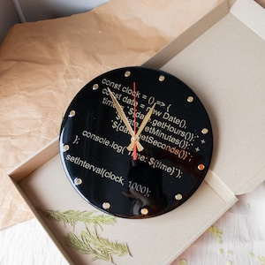 Programmer Gift - Black Resin Wall Clock With Javascript Code, Geeky ...