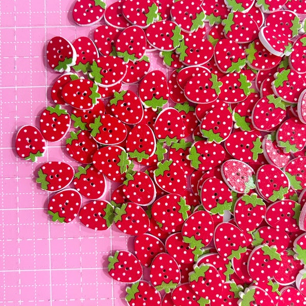 Strawberry Buttons - Etsy