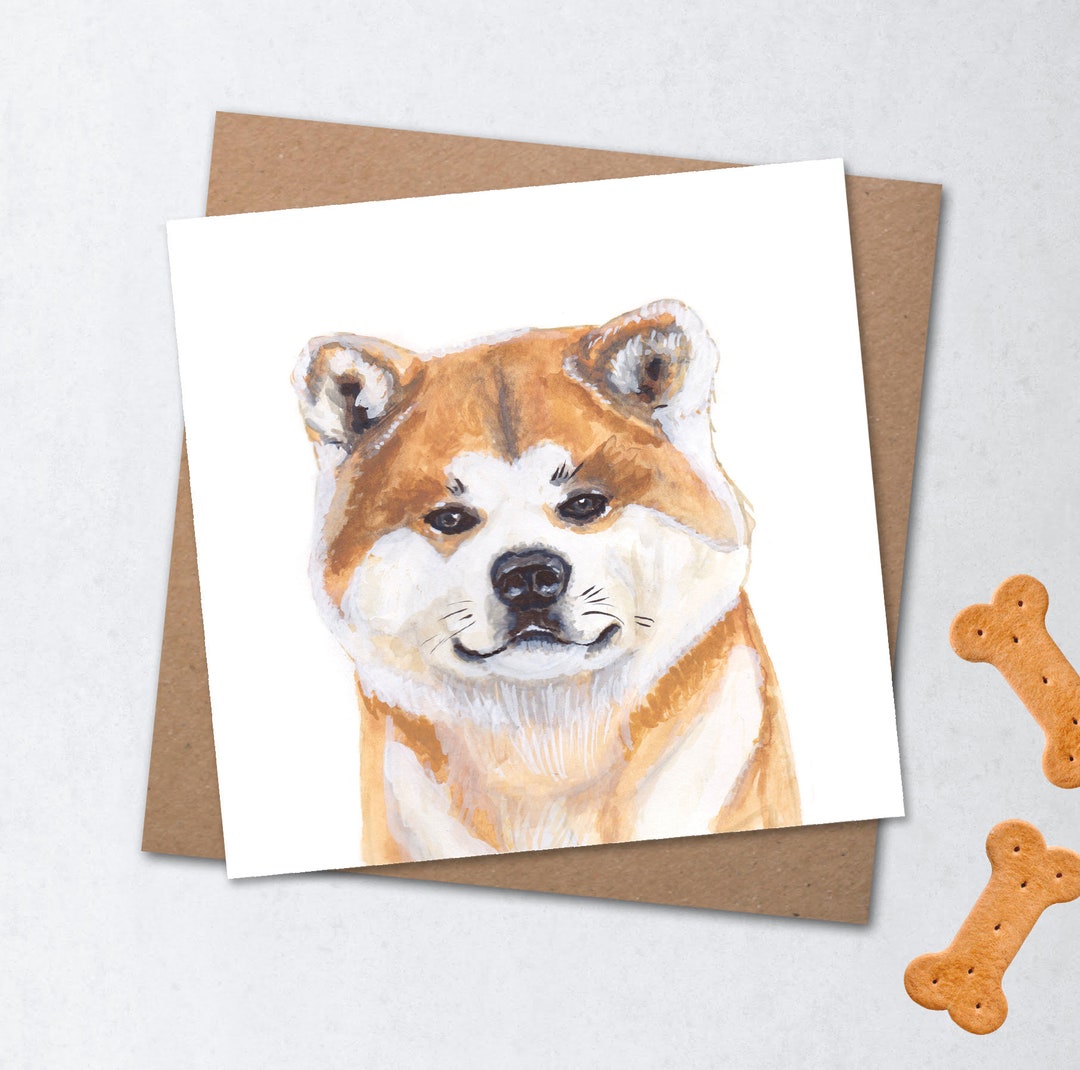 Dog Gifts, Akita Inu Greetings Card, Watercolor Pet Portrait - Etsy