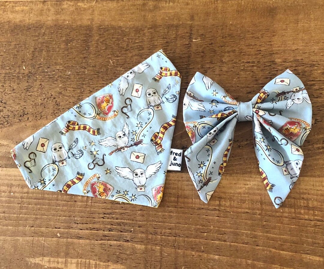 Dog Bandana Matching Set, Harry Potter Gryffindor Hedwig Pattern ...