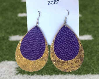 LSU Earrings LSU Acrylic Earrings Purple and Gold Earrings - Etsy