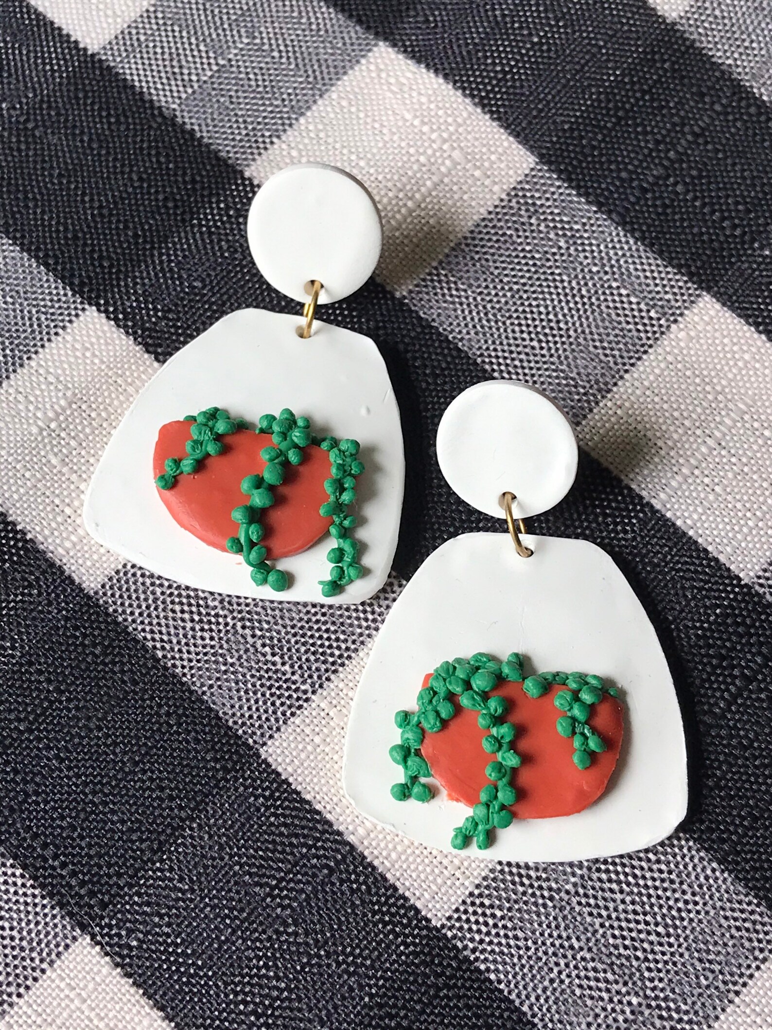 String of Pearls Polymer Clay Earrings Succulent Polymer Clay - Etsy
