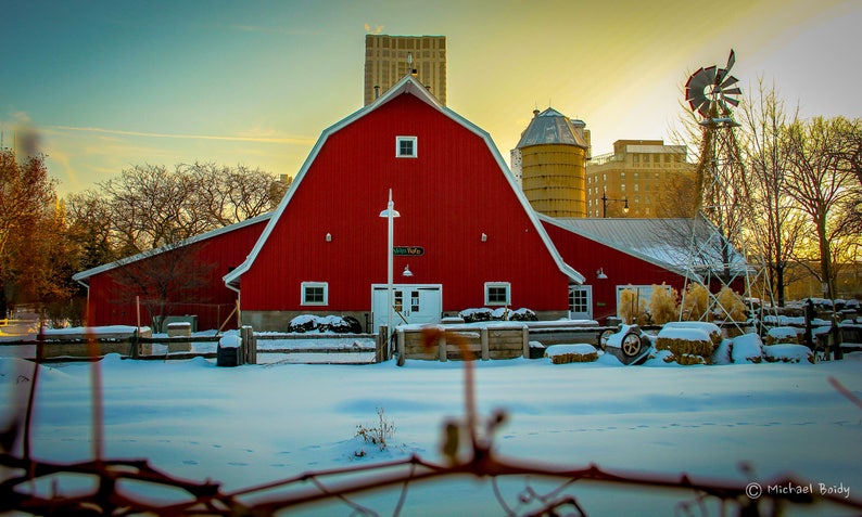 Red Barn and Snow Cover in the Winter at Lincoln Park Chicago, IL - Etsy
