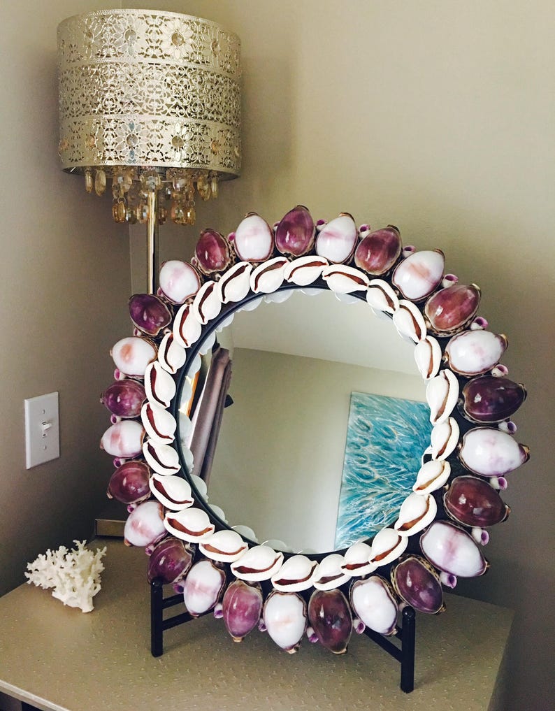 Seashell Mirror Round Mirror Shell Mirror Coastal Beach - Etsy