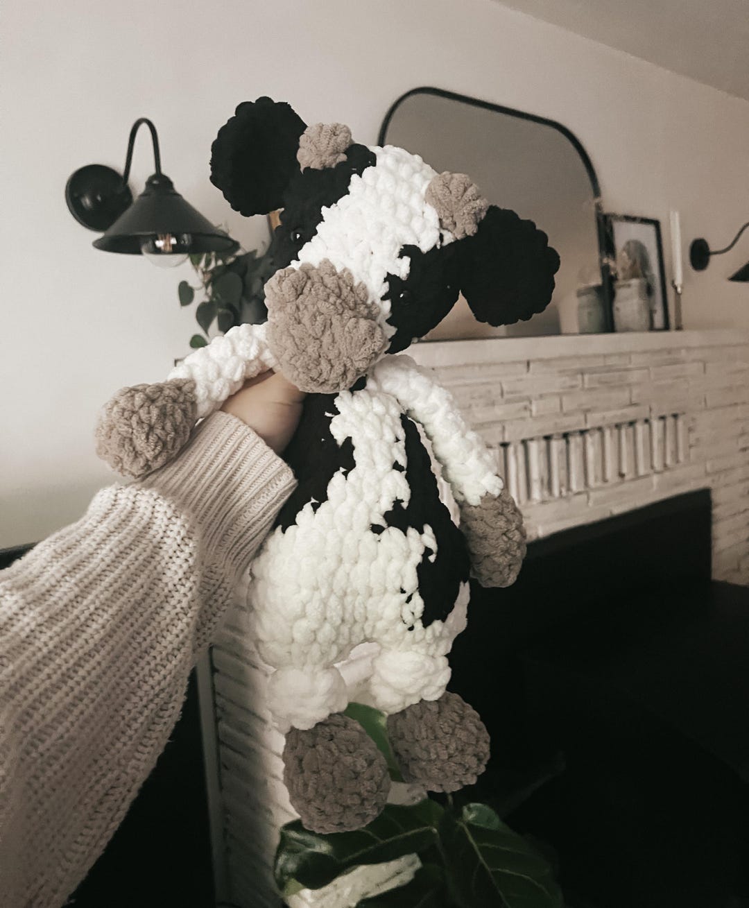 MADE TO ORDER | Full Sized Crochet Cow Lovey | Crochet Cow Stuffed ...