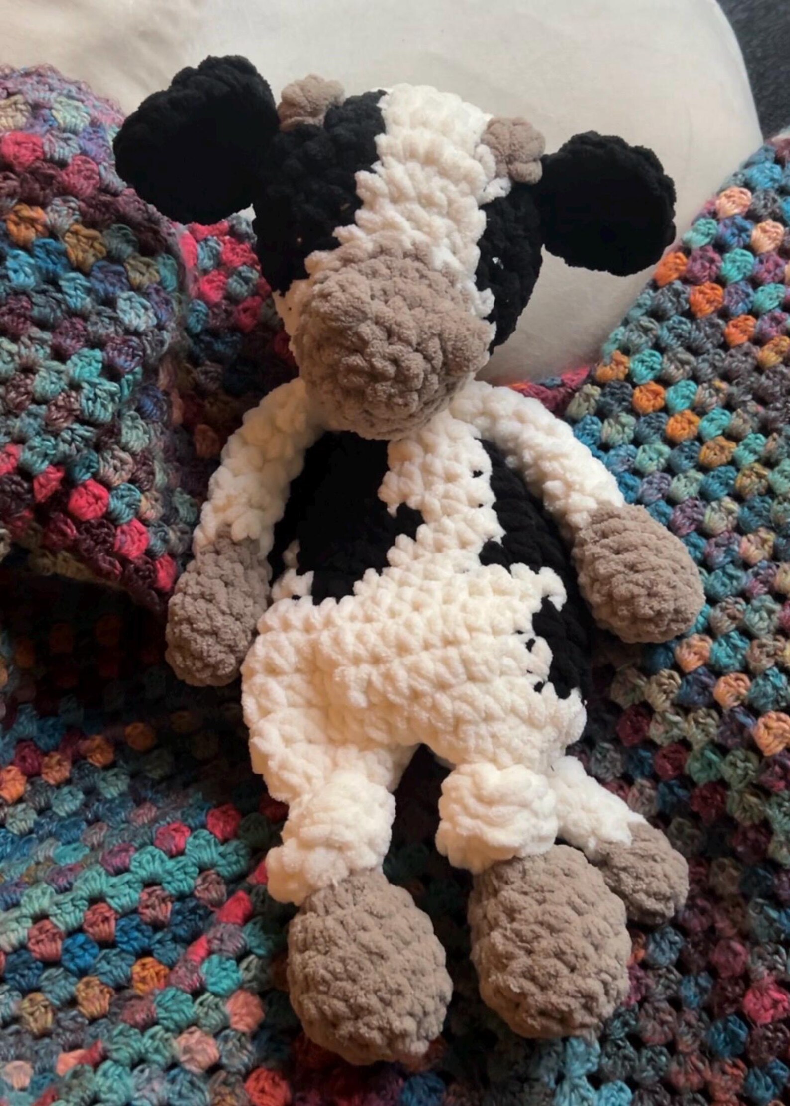 MADE TO ORDER | Full Sized Crochet Cow Lovey | Crochet Cow Stuffed ...