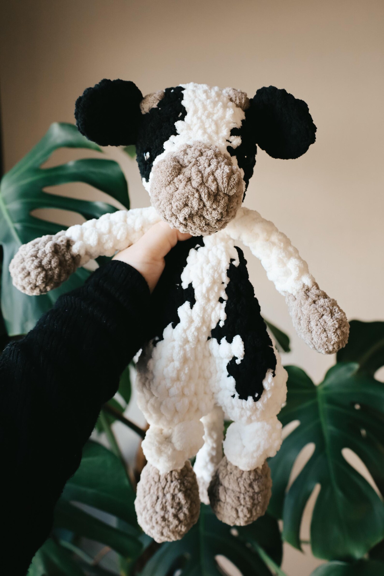 Crochet Cow Lovey | Handmade Cow Stuffed Animal Snuggler | Baby ...