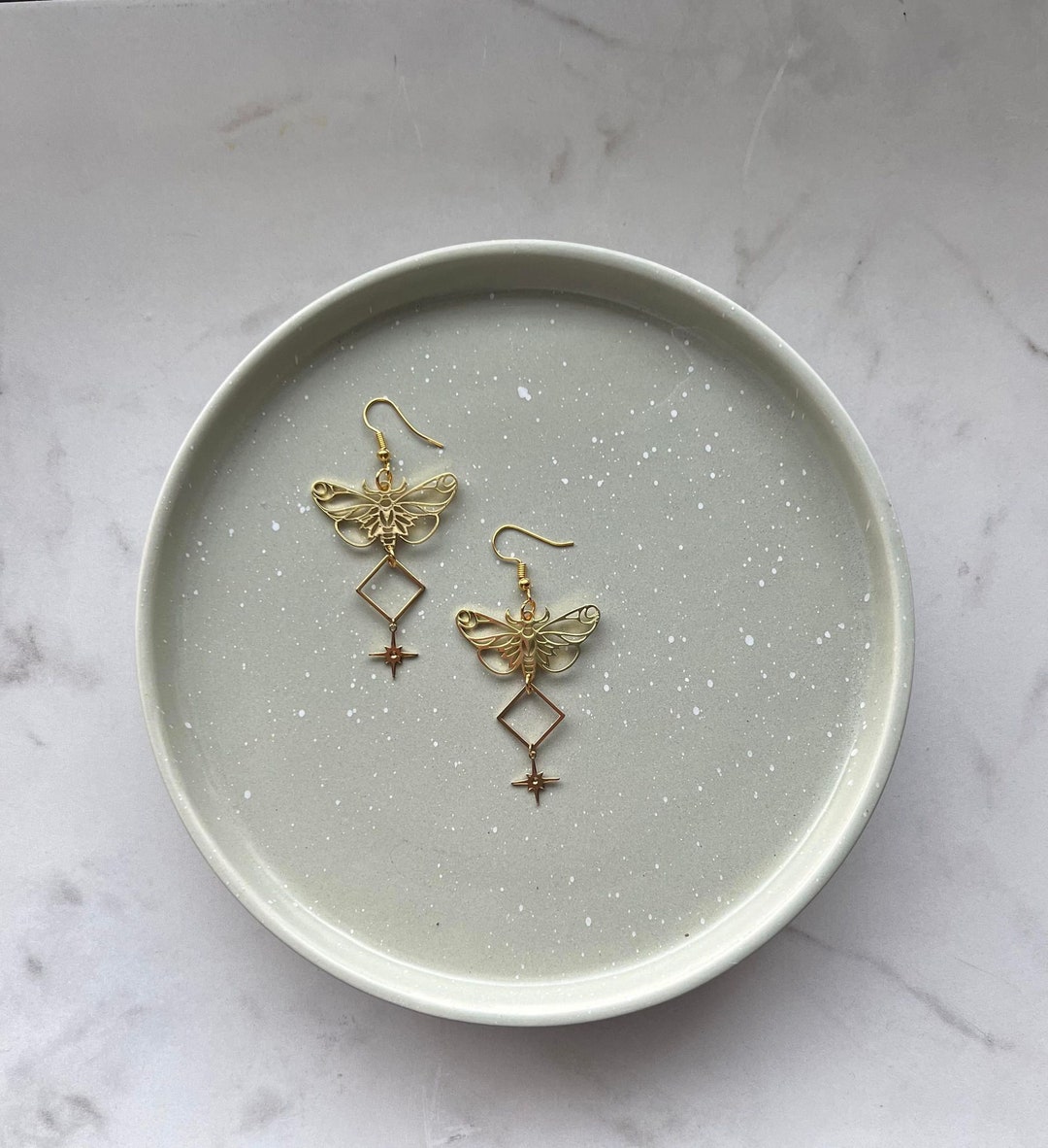 Gold Moth Drop Earrings, Boho Festival Jewelry - Etsy