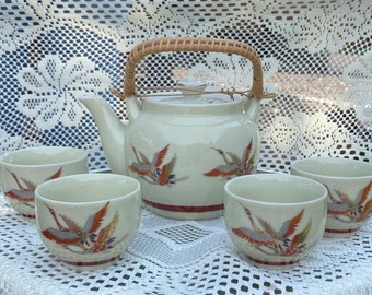 White Crane Tea Set - Etsy