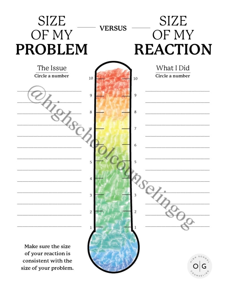 Size of My Problem Vs Reaction for High School! PDF Perfect for School ...