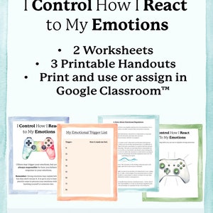 I Control How I React to My Emotions Worksheets Behavior Reflection SEL ...