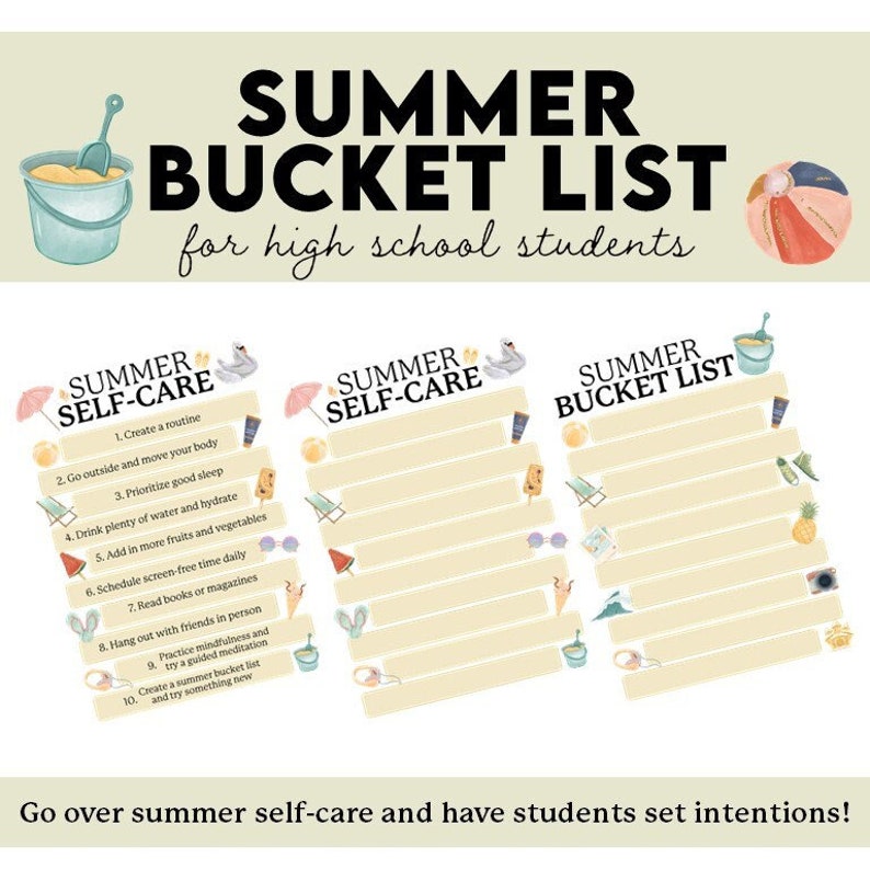 Summer Bucket List and Self Care Activity. PDF and Google Slides ...