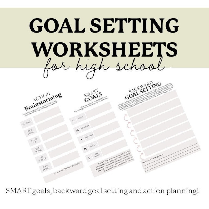 Goal Setting Worksheets for Students, Adults, Anyone! Important Perfect ...