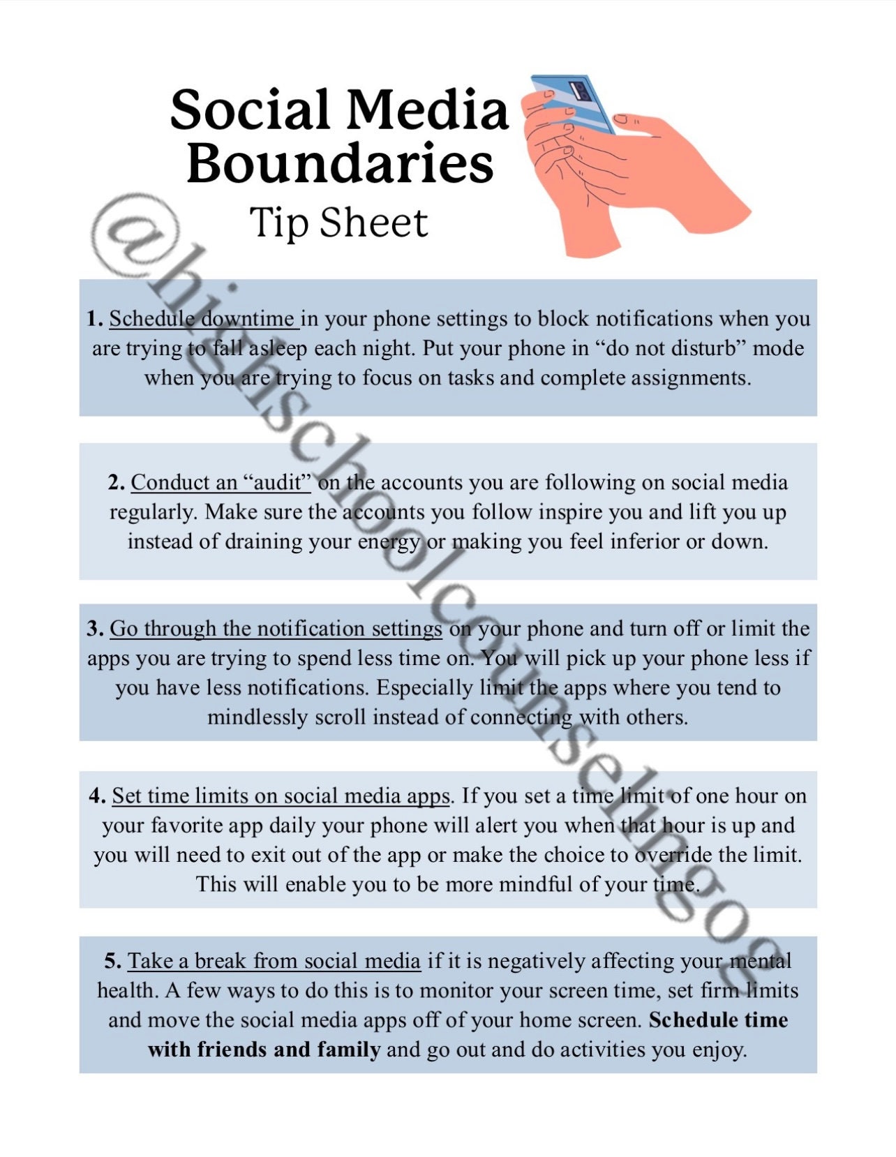 Social Media Inventory & Boundaries Activity for High School Students ...