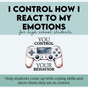 I Control How I React to My Emotions Worksheets Behavior Reflection SEL ...