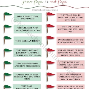 Healthy Relationships Green & Red Flags With a Blank Worksheet for ...