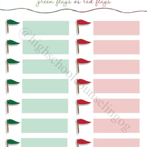 Healthy Relationships Green & Red Flags With a Blank Worksheet for ...