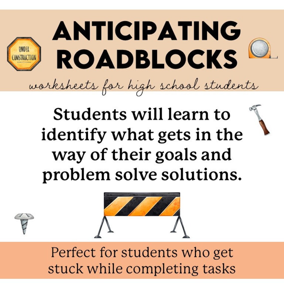 Anticipating Roadblocks Worksheets Problem Solving Overcoming ...