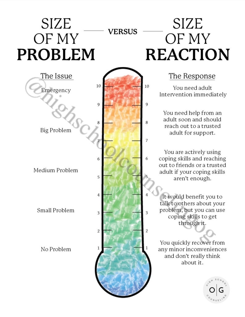 Size of My Problem Vs Reaction for High School! PDF Perfect for School ...