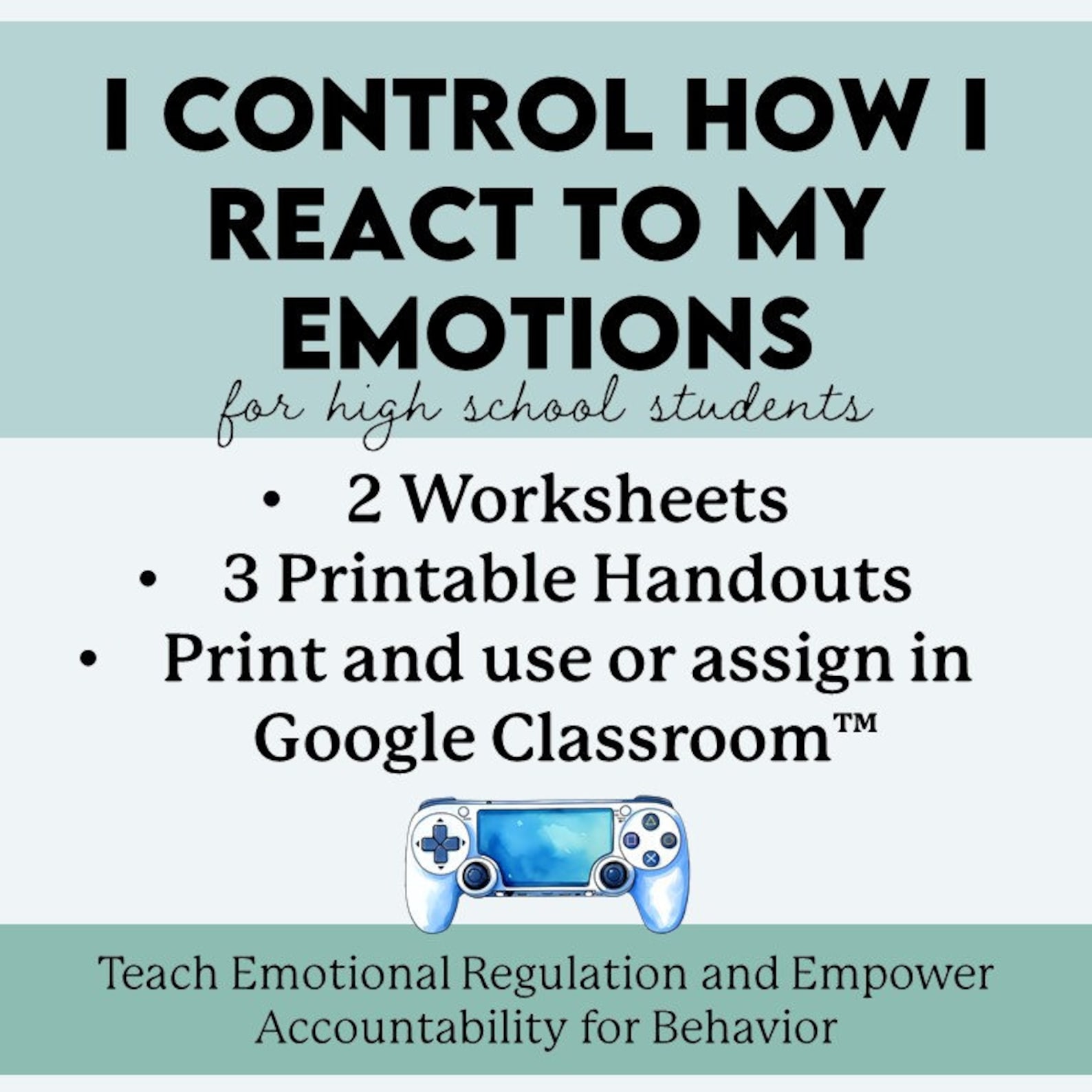 I Control How I React to My Emotions Worksheets Behavior Reflection SEL ...