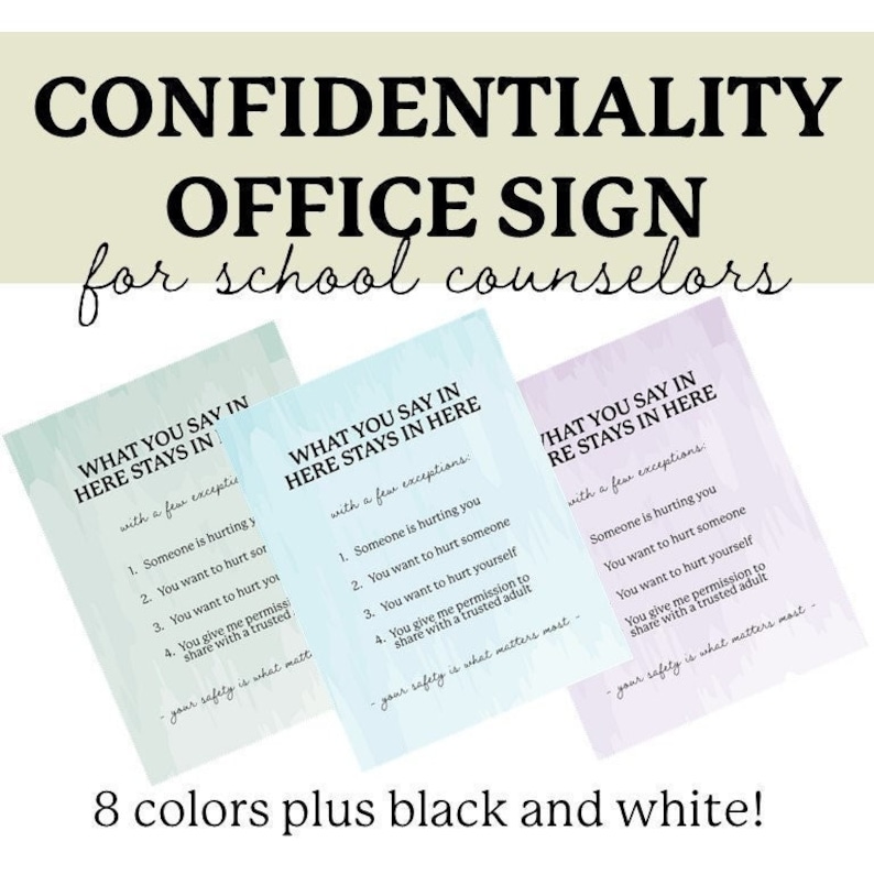 Confidentiality Sign What You Say in Here Stays in Here for School ...