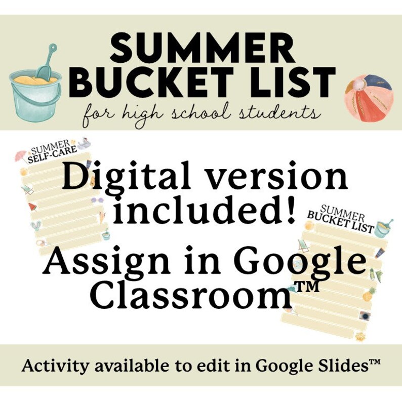 Summer Bucket List and Self Care Activity. PDF and Google Slides ...