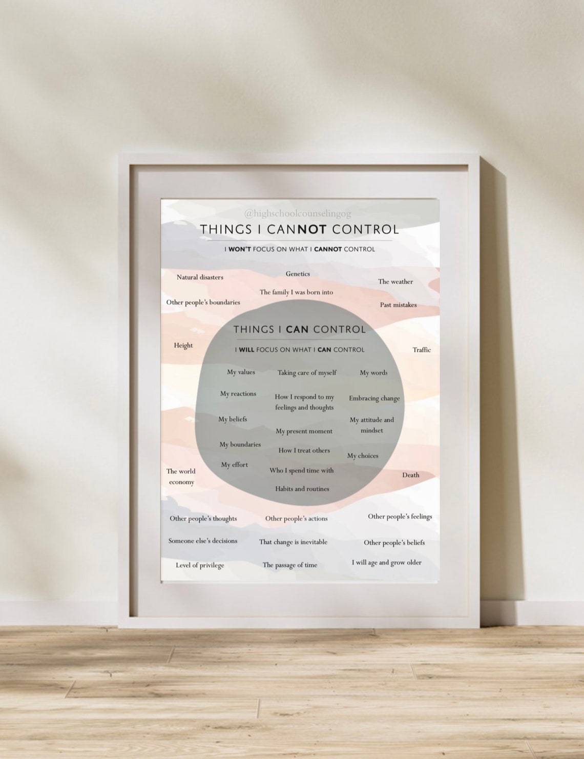 Things I Cannot Control Vs Things I Can Control for Counselors, Social ...