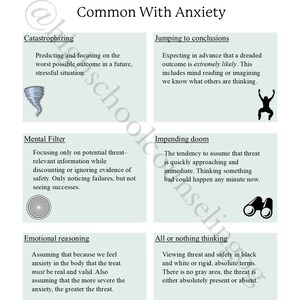 Unhelpful Thinking Errors Common With Anxiety Activity for High School ...