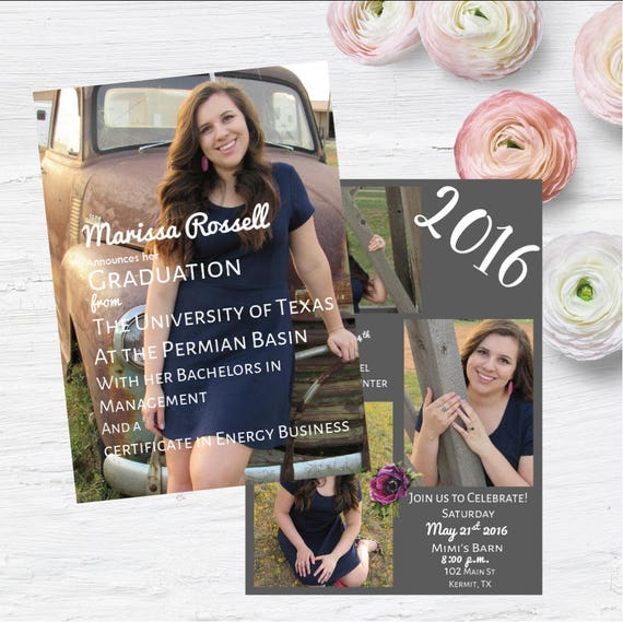 Digital File Graduation Invitation Double Sided Graduation - Etsy