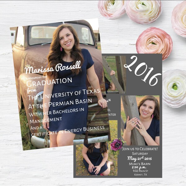 Double Sided Graduation Party Invitation - Etsy