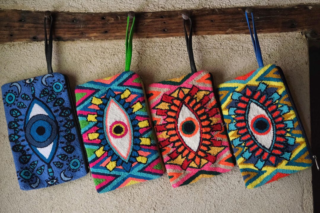 Wayuu Peyon Pouch, Handmade Boho Chic Eye Design Makeup Bag - Etsy