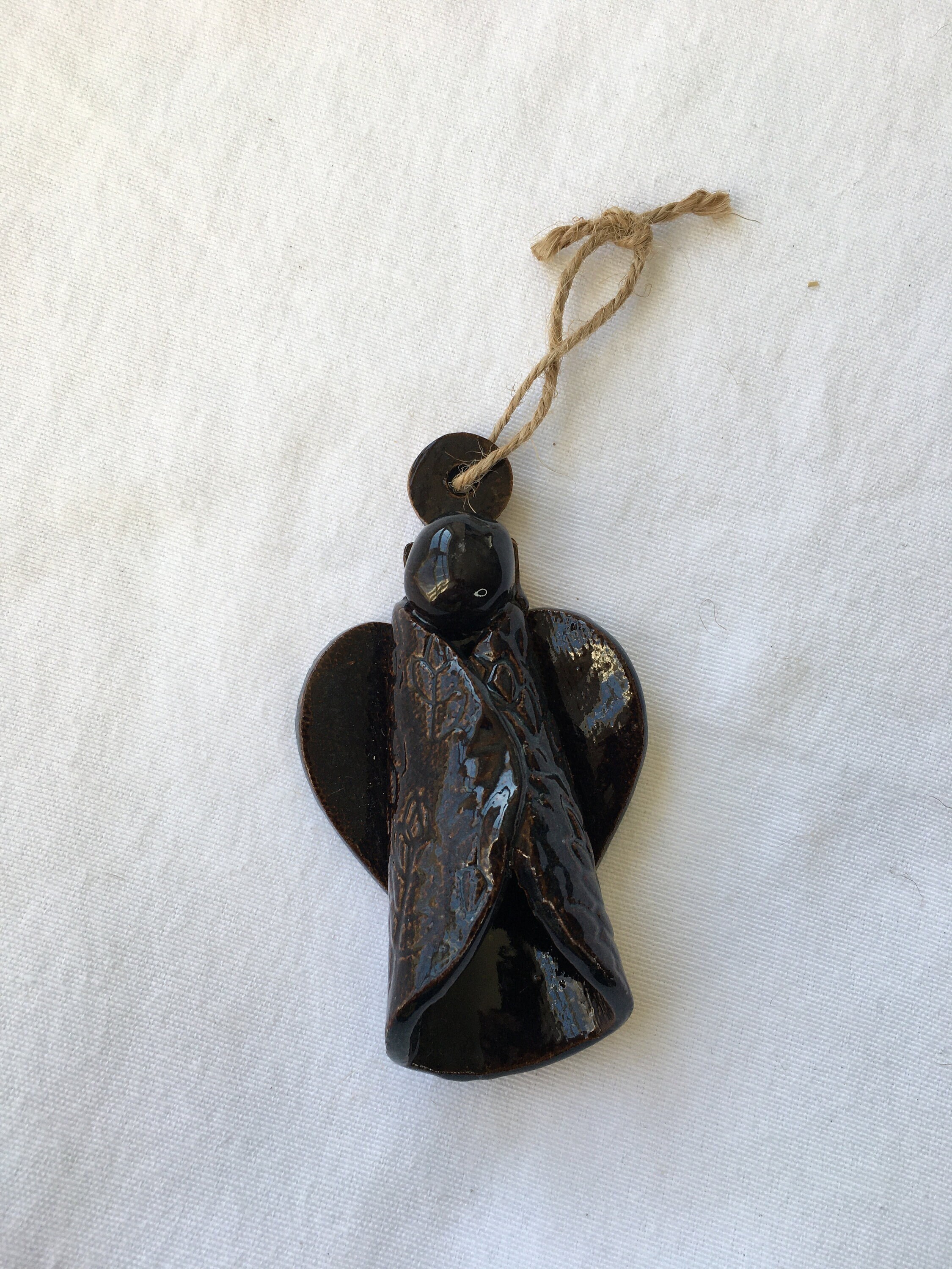 Handmade Clay Christmas Tree Black/brown Angel Ornament - Etsy