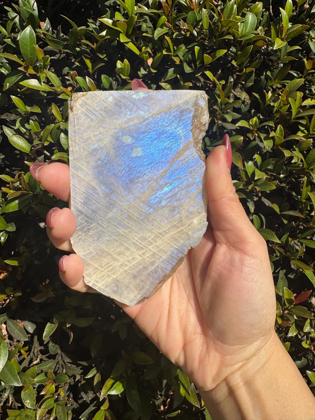 Moonstone Crystal Slab, Flashy Blue Moonstone Stone Healing Crystal ...