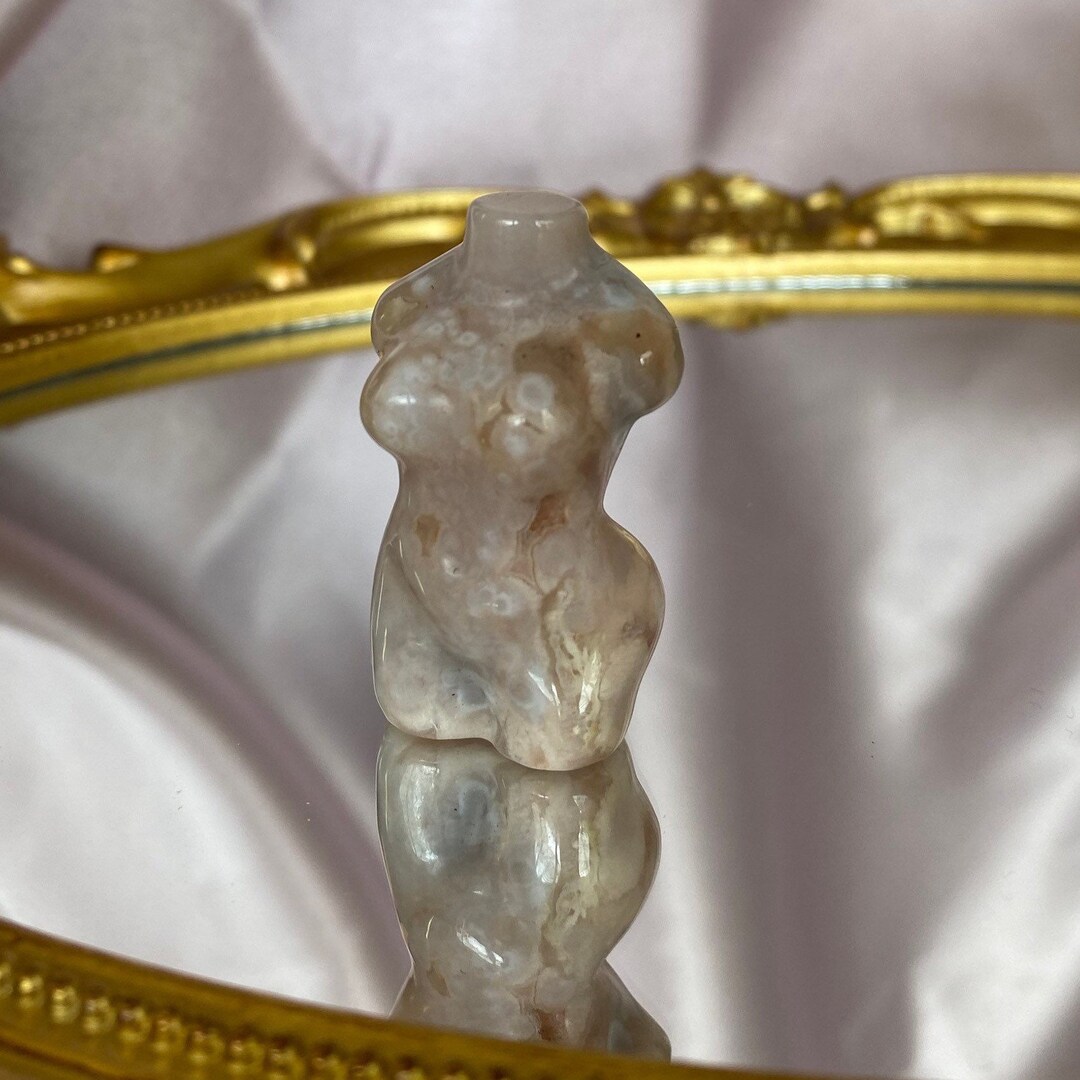Pink Flower Agate Goddess Sculpture, Carved Crystal Female Body ...