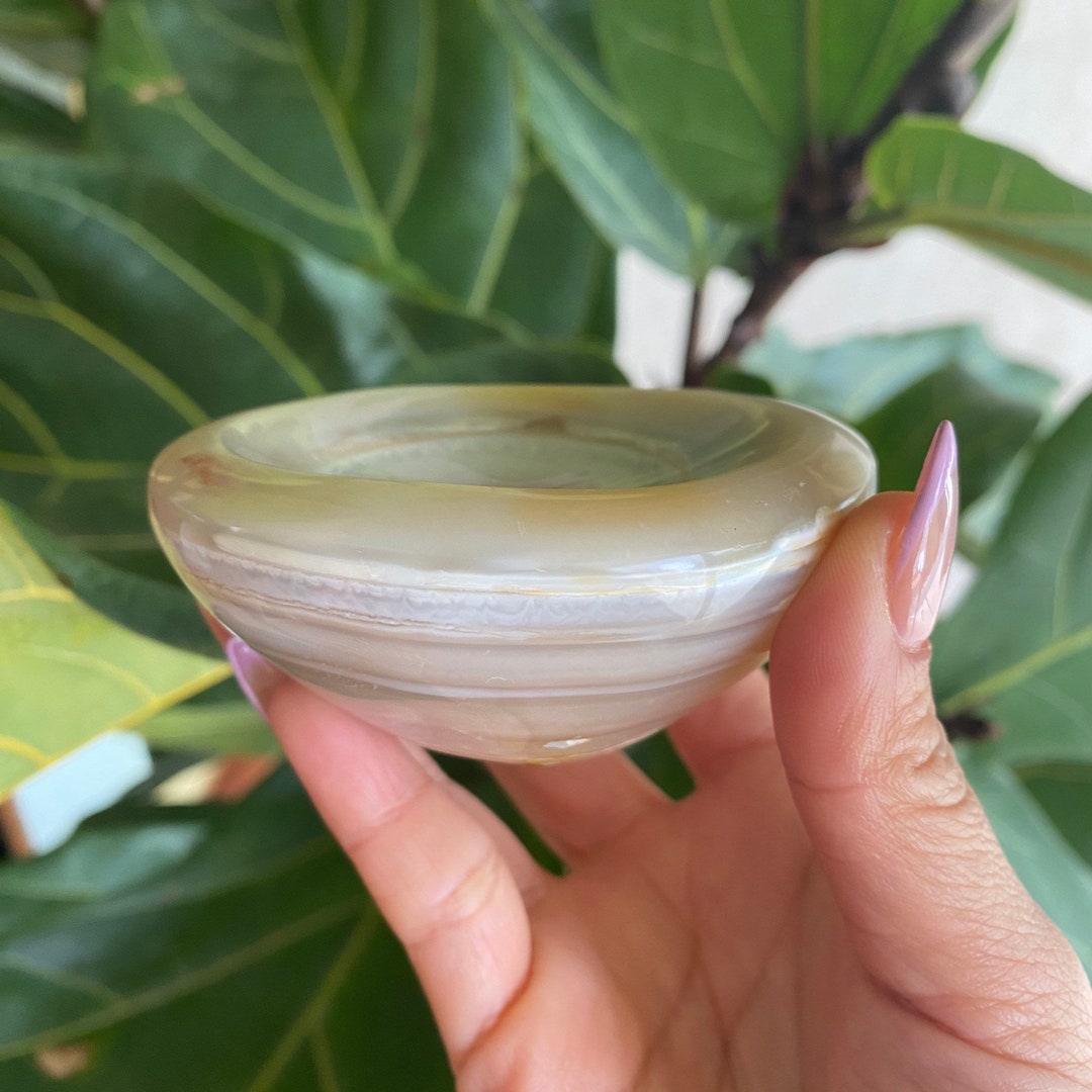 Agate Stone Bowl, Natural Agate Stone Bowl, Polished Agate Crystal Dish ...