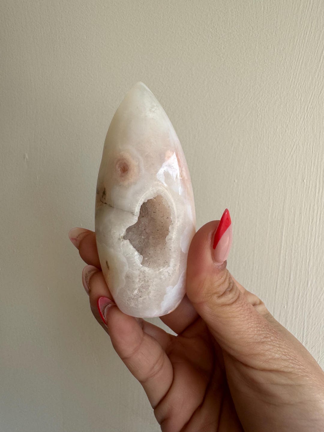 Pink Flower Agate Carved Flame, Carved Crystal Sakura Flower Agate ...