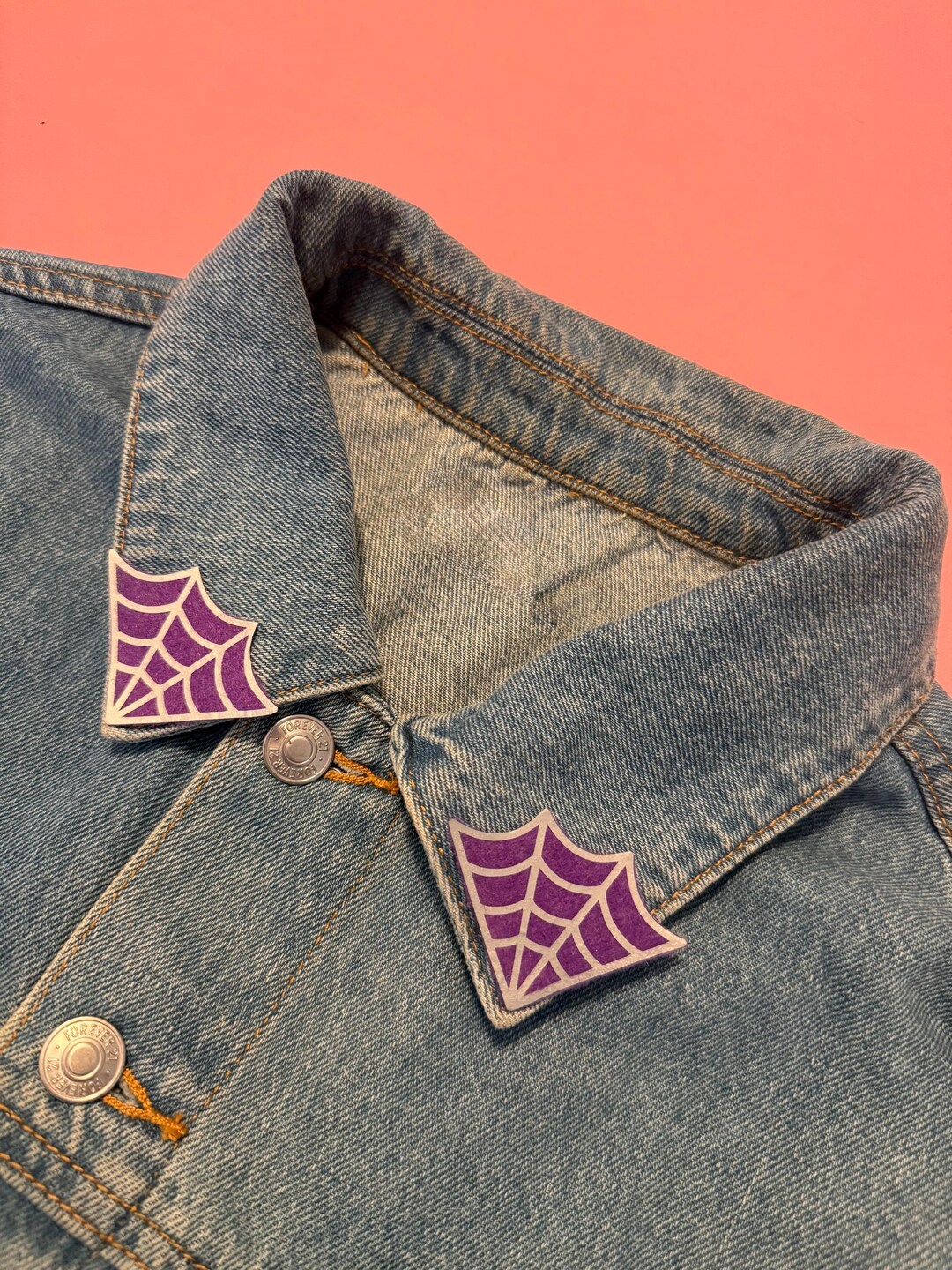 Purple Spiderweb Collar Pin Pair Halloween Accessory - Etsy