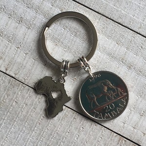 Africa Elephant Coin Keychain Malawi Africa Charm Silver - Etsy