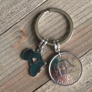 Africa Elephant Coin Keychain Malawi Africa Charm Silver - Etsy