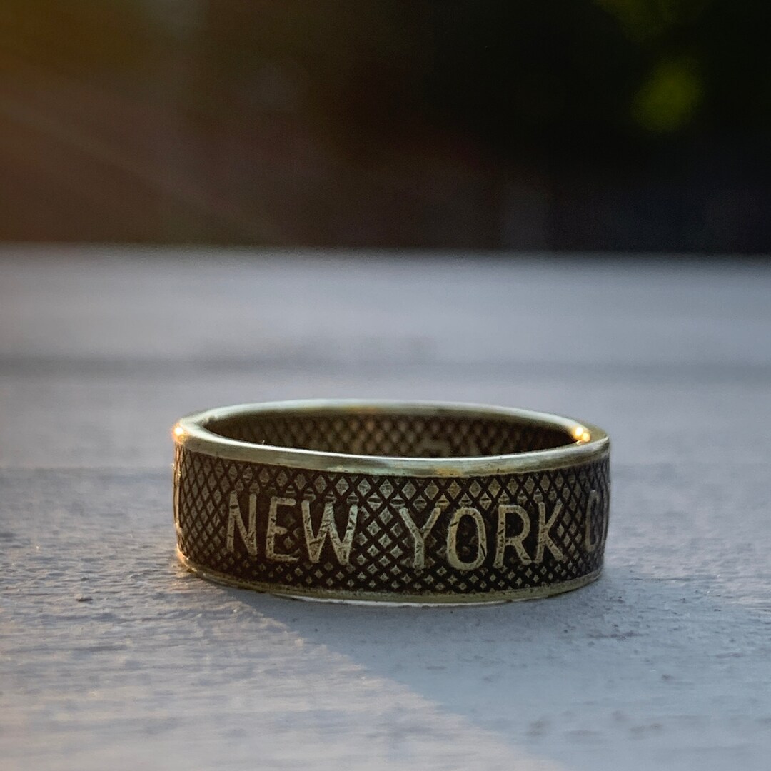 NYC Transit Token Ring, New York City, Brass Band, Upcycled Jewelry ...