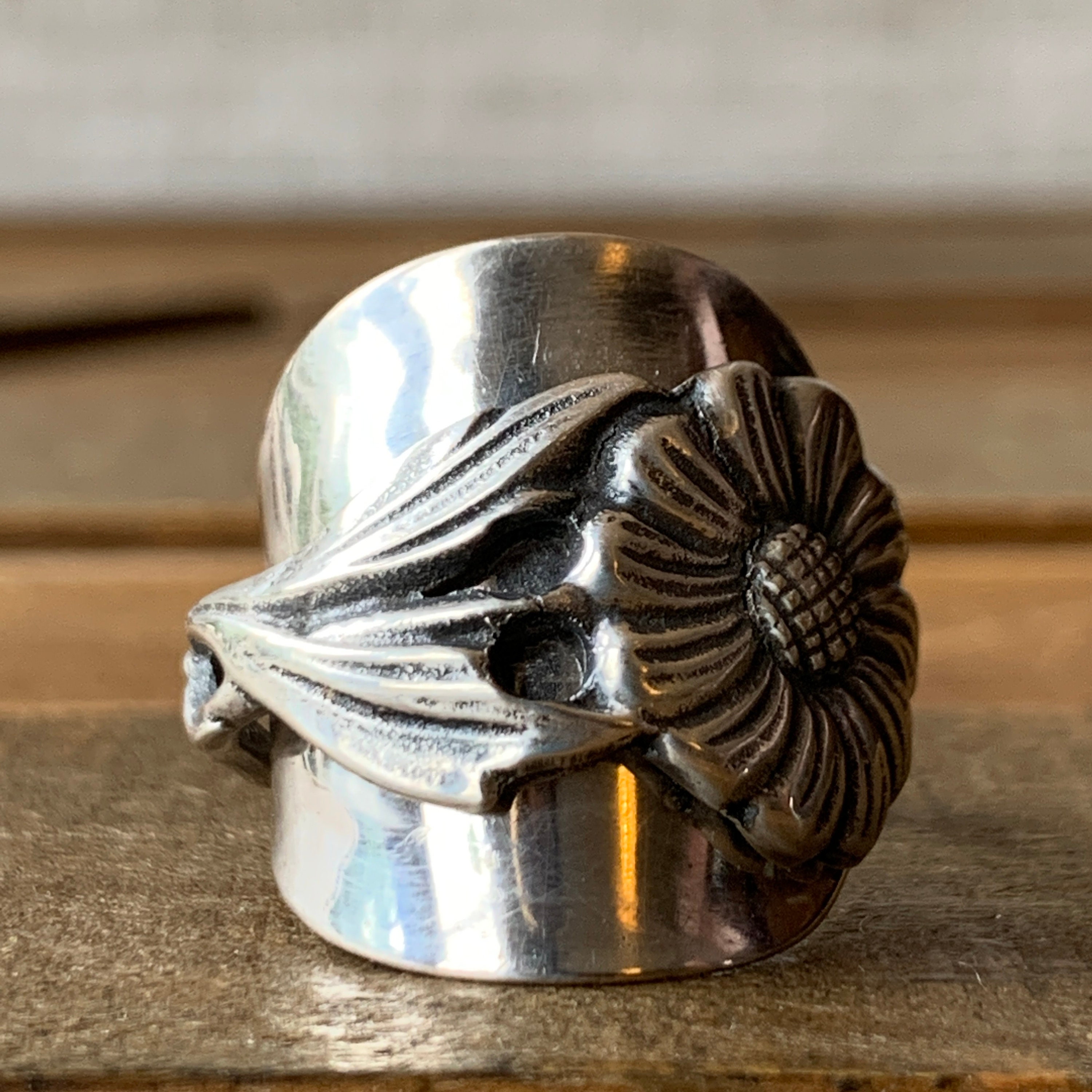Sterling Silver Sunflower Spoon Ring Vintage Spoon From | Etsy
