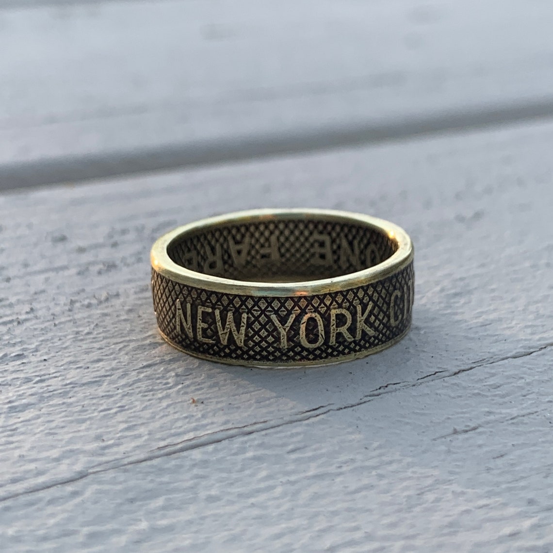 NYC Transit Token Ring New York City Brass Band Upcycled - Etsy