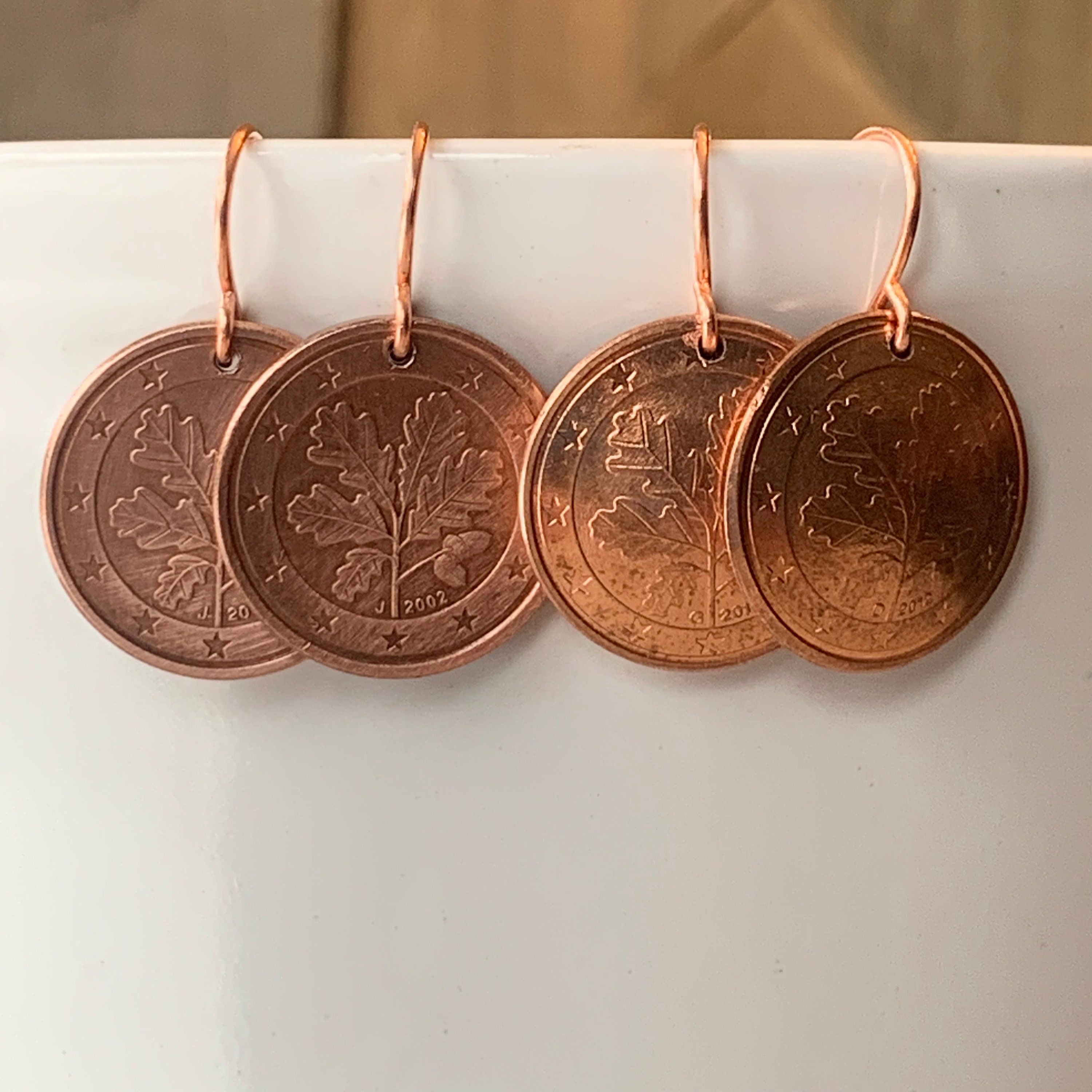 Euro Coin Earrings, Minimalist Jewelry, Disc Earrings, Spain, France ...