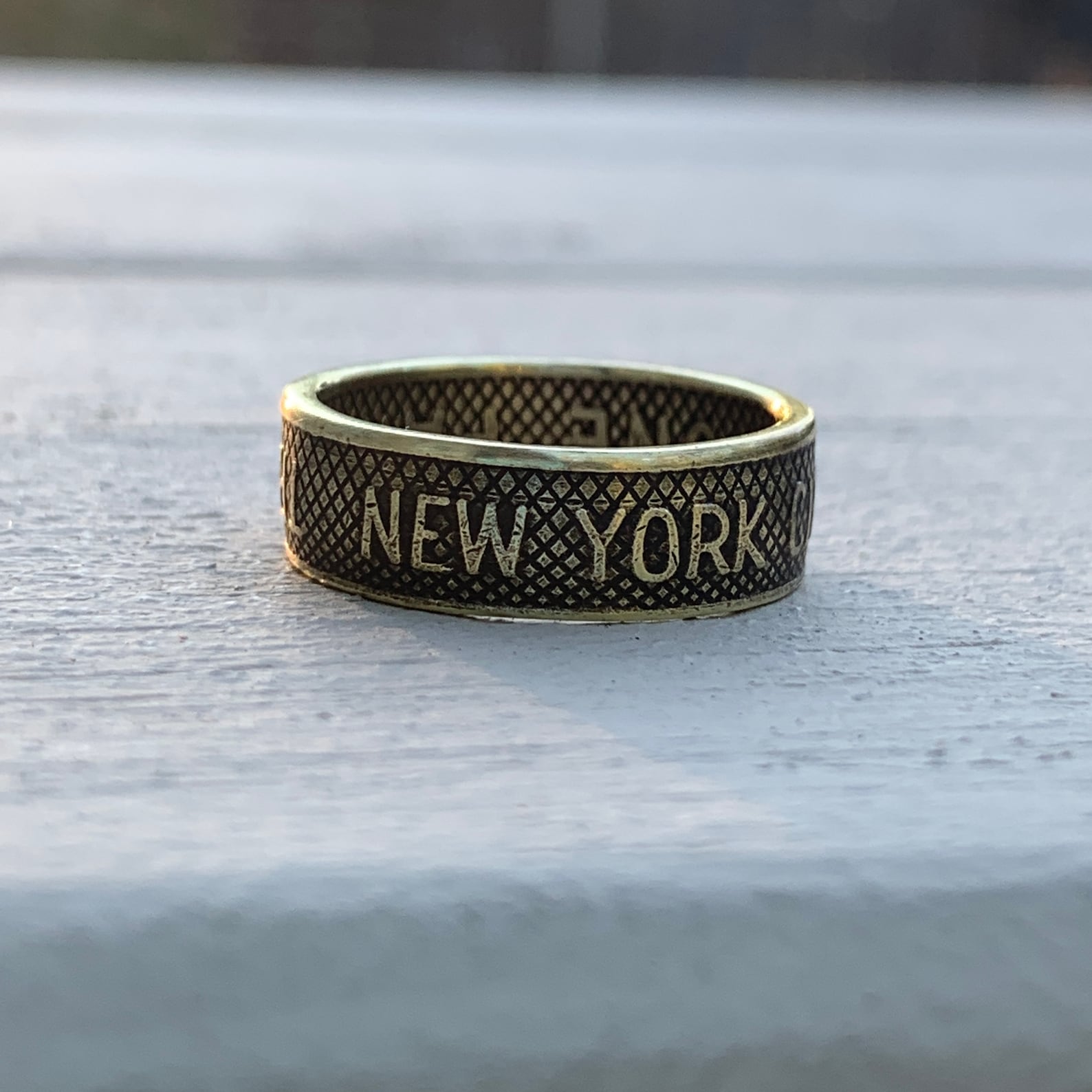 NYC Transit Token Ring New York City Brass Band Upcycled - Etsy